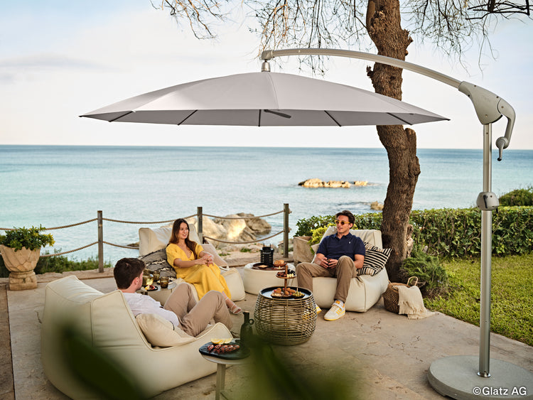 Hawaii 350cm x 350cm Teak Effect Pole Square Cantilever Parasol with 1 ...