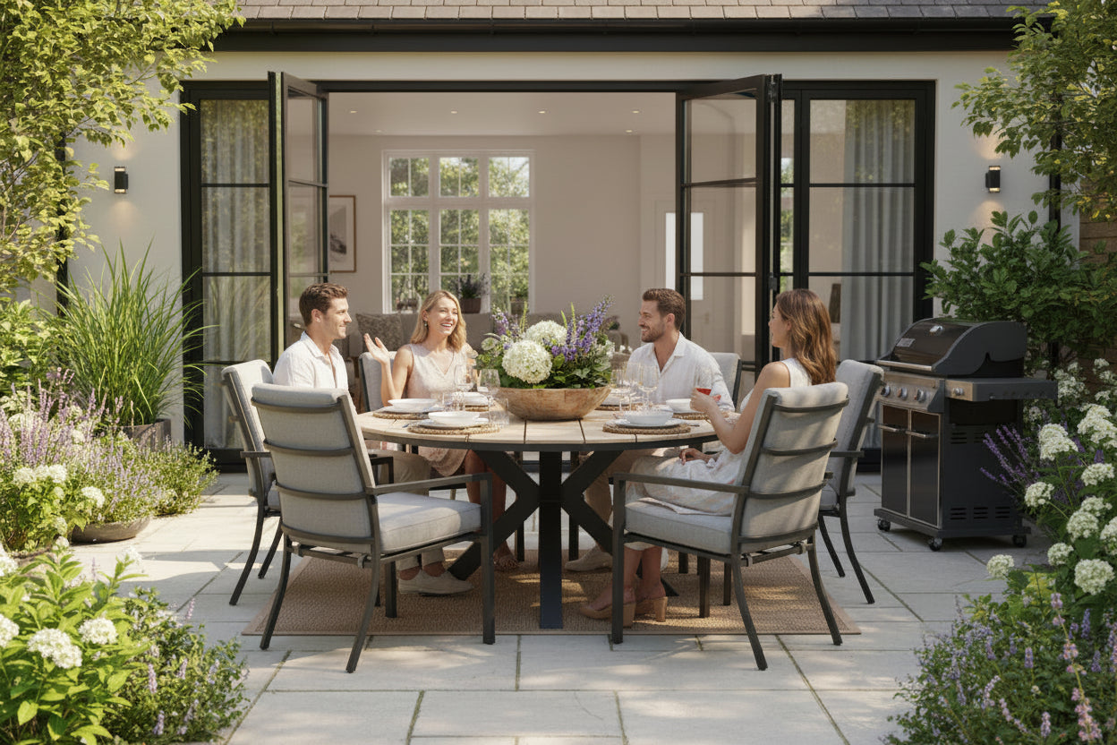 Edison Natural - Six Seater Oval Dining Suite with Sergio Chairs - Lig ...