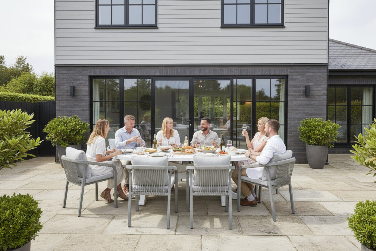 Edison Natural - Eight Seater Oval Dining Suite with Monti Chairs ...