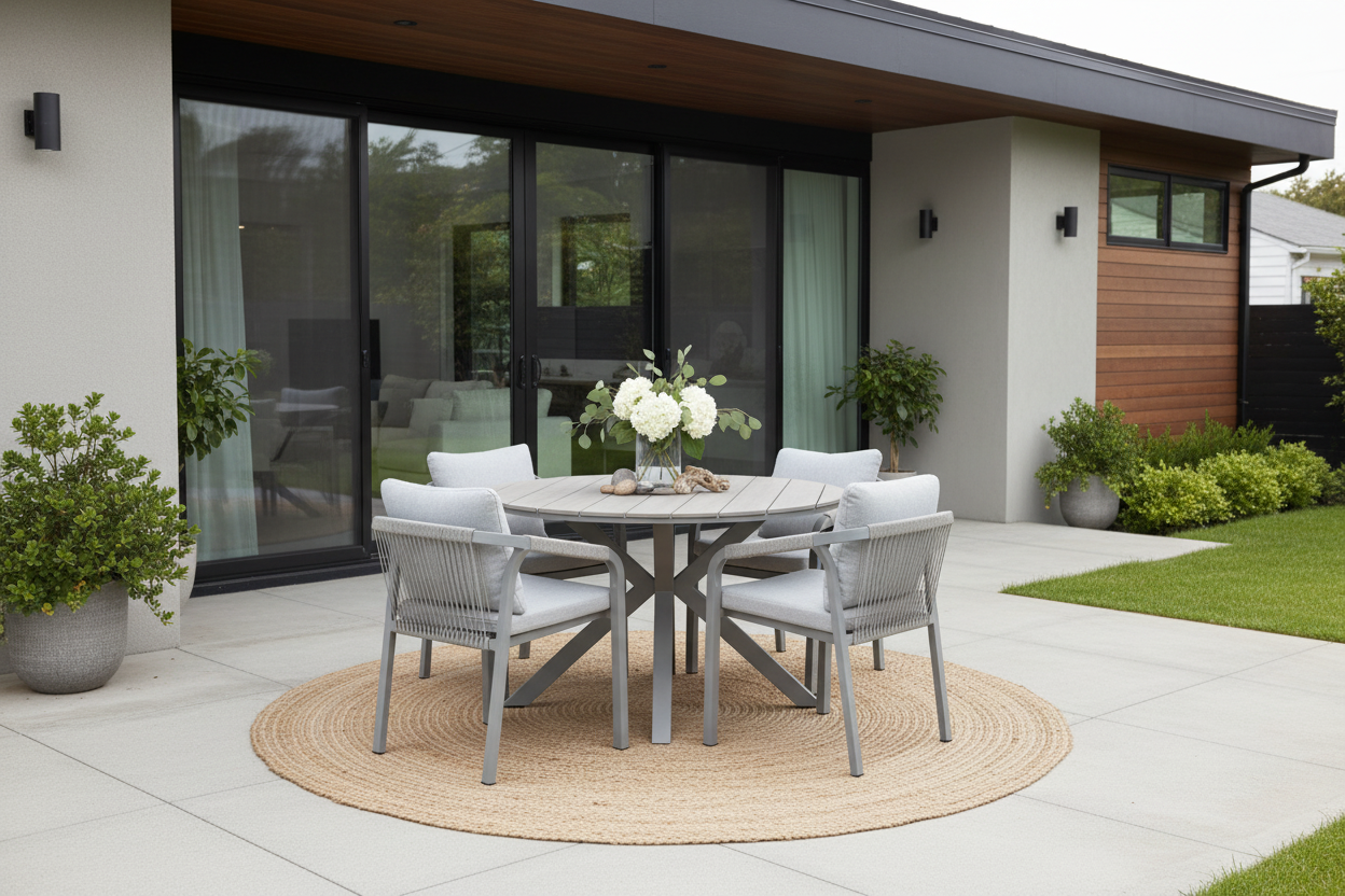 Edison Natural - Four Seater Round Dining Suite with Monti Chairs ...