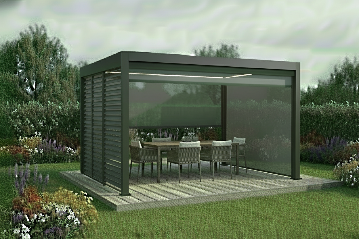 Ex Display Nuevo 4m x 3m Free Standing Pergola with Retractable Roof ...
